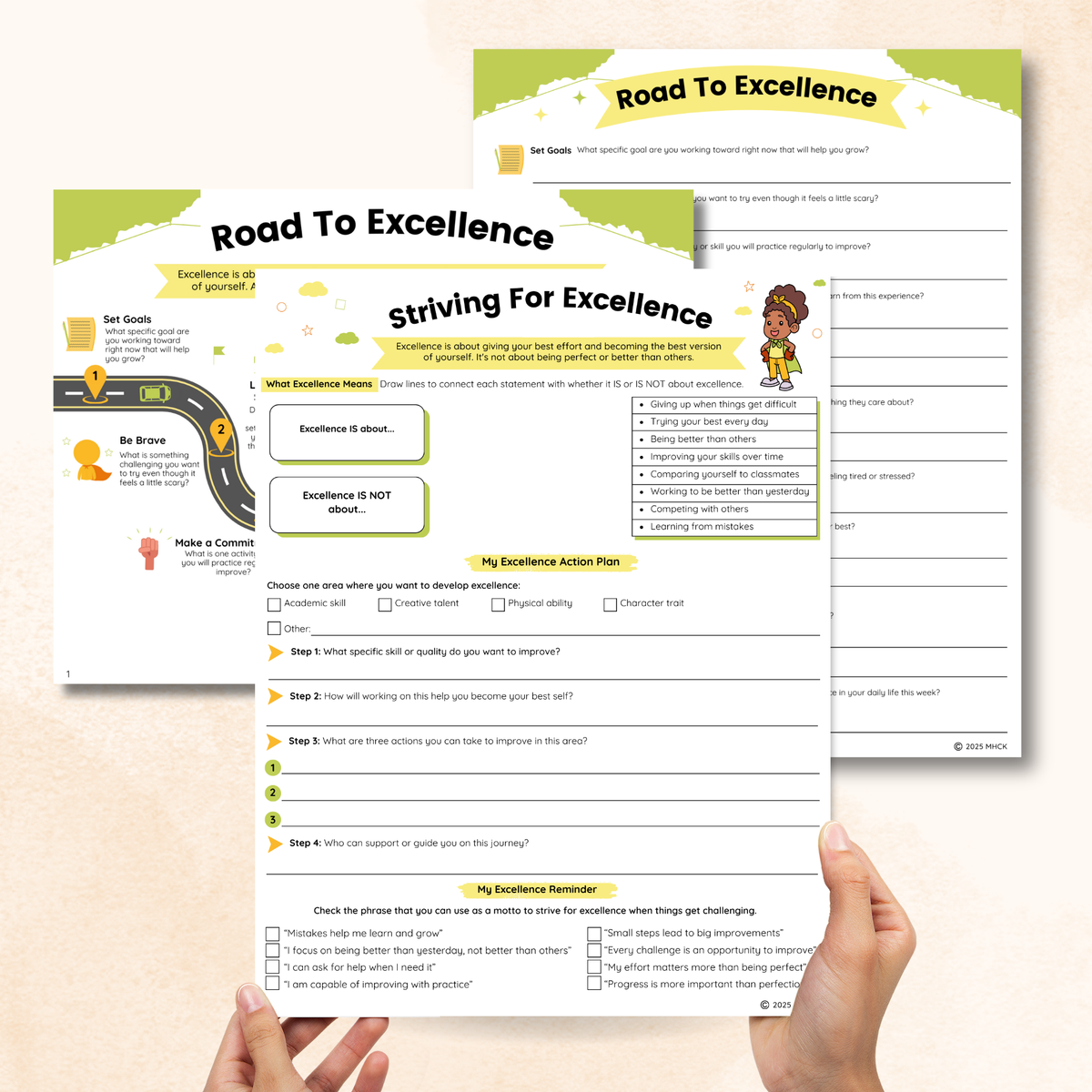 Excellence Worksheets (3 Pages) – Mental Health Center Kids