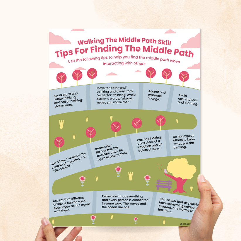 DBT Tips For Finding The Middle Path Handout – Mental Health Center Kids