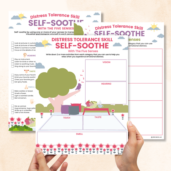 DBT Self-Soothing 5 Senses Worksheets – Mental Health Center Kids