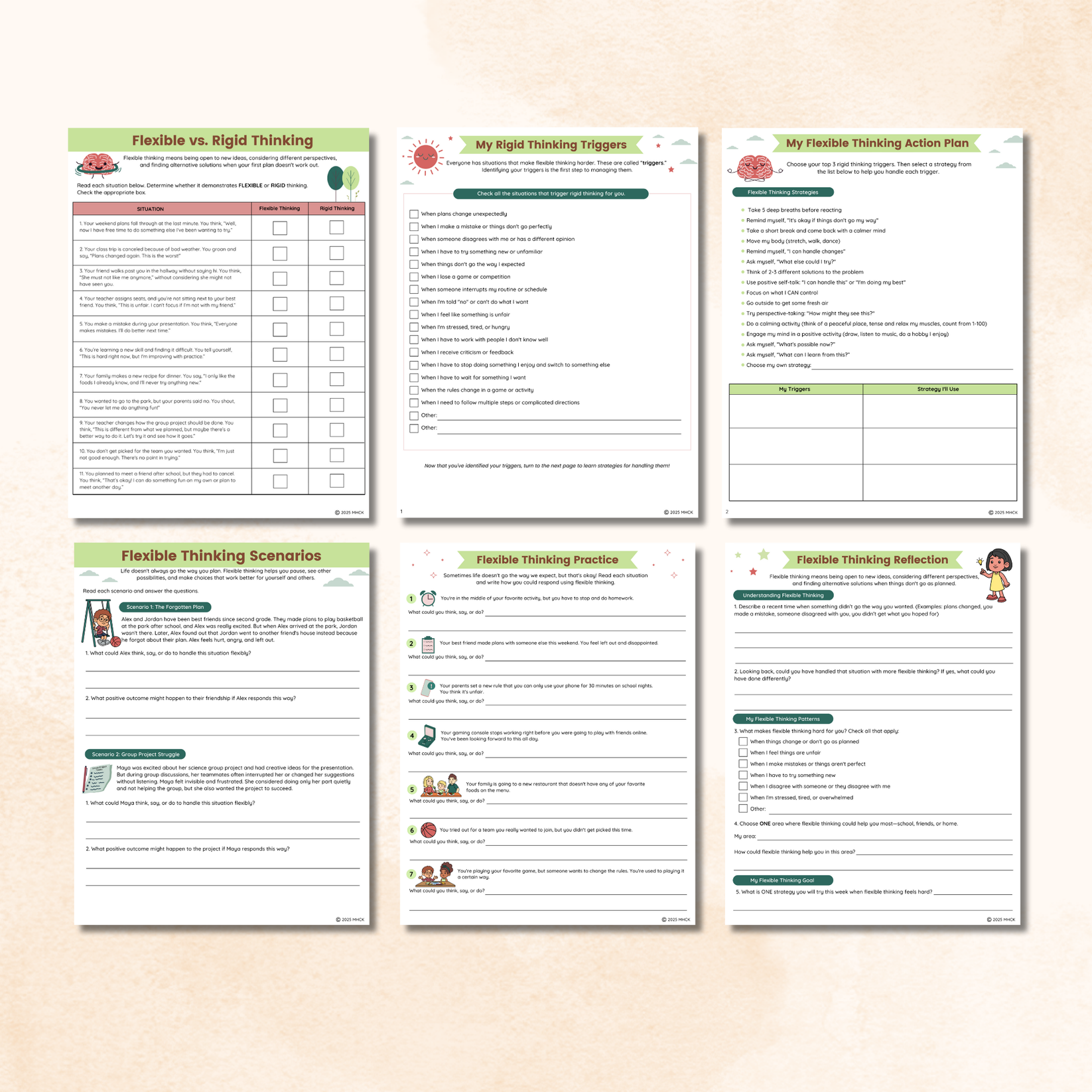 Flexible Thinking Worksheets (6 Pages) – Mental Health Center Kids