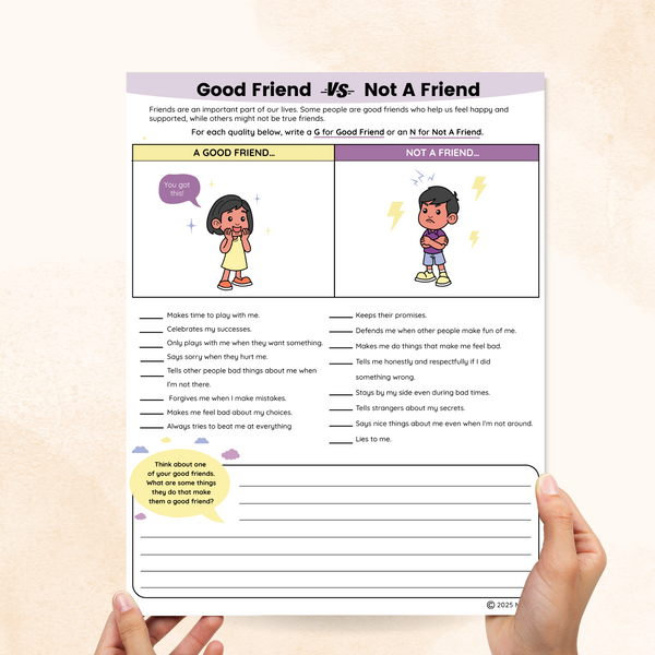Friendship Worksheets (2 Pages) – Mental Health Center Kids