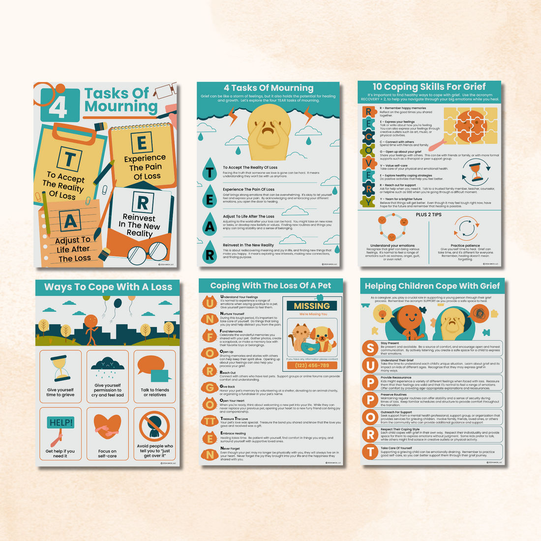 Grief And Loss Handouts Bundle (13 Pages) – Mental Health Center Kids
