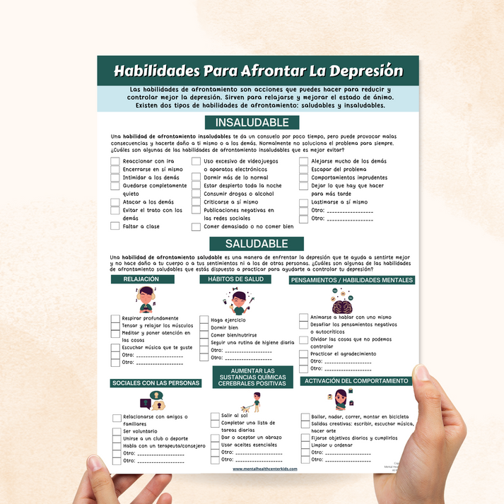 Coping Skills For Depression Worksheet (Spanish Version) – Mental ...