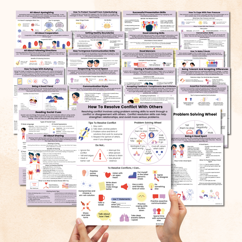 Social Skills Handouts Bundle (25 Pages) – Mental Health Center Kids