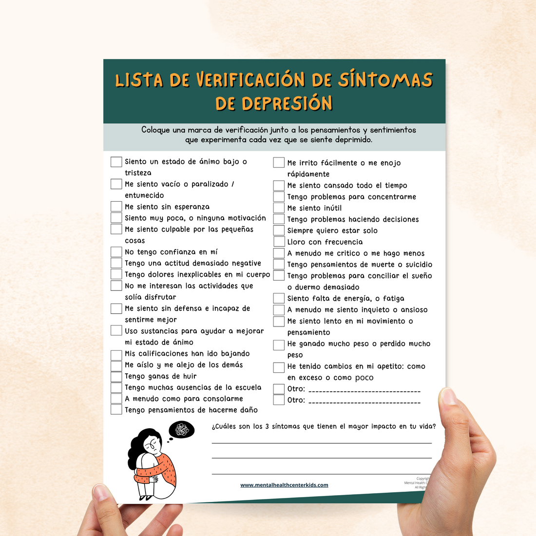 Depression Symptoms Checklist Worksheet (Spanish Version) – Mental ...