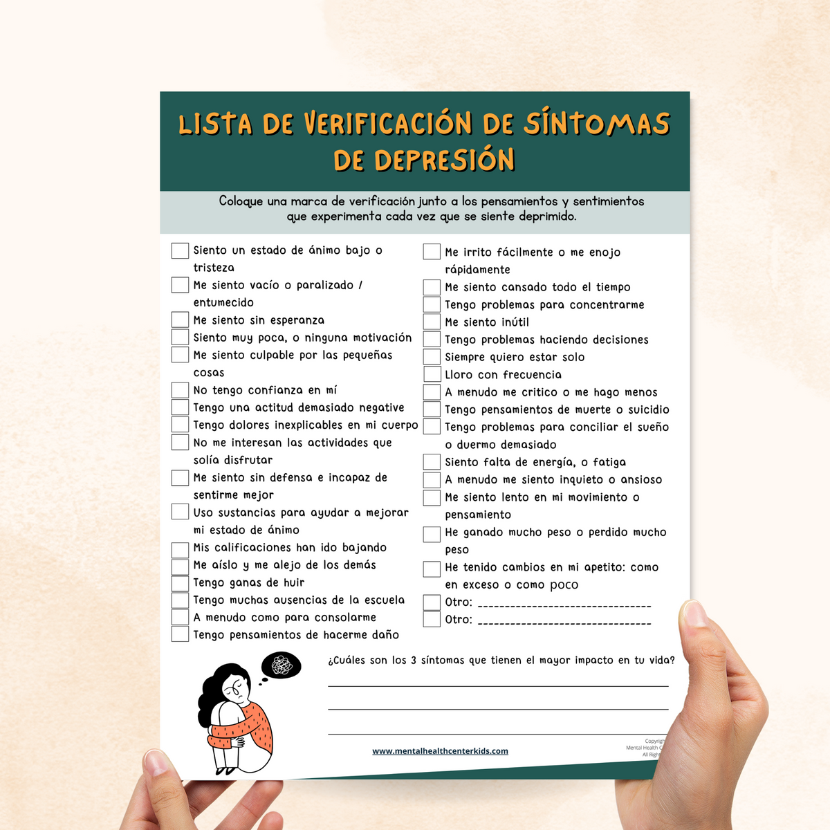 Depression Symptoms Checklist Worksheet (Spanish Version) – Mental ...
