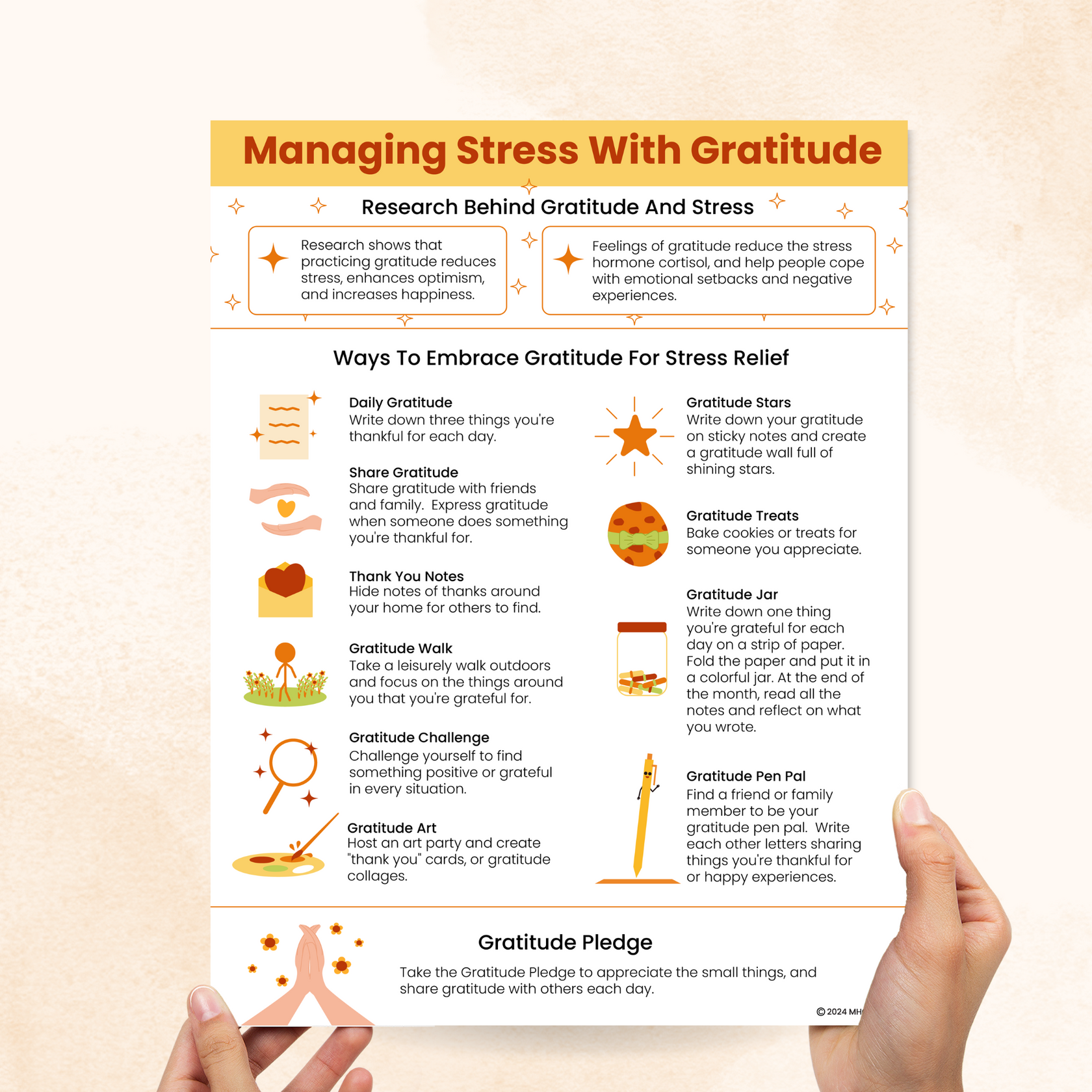 Managing Stress With Gratitude Handout – Mental Health Center Kids