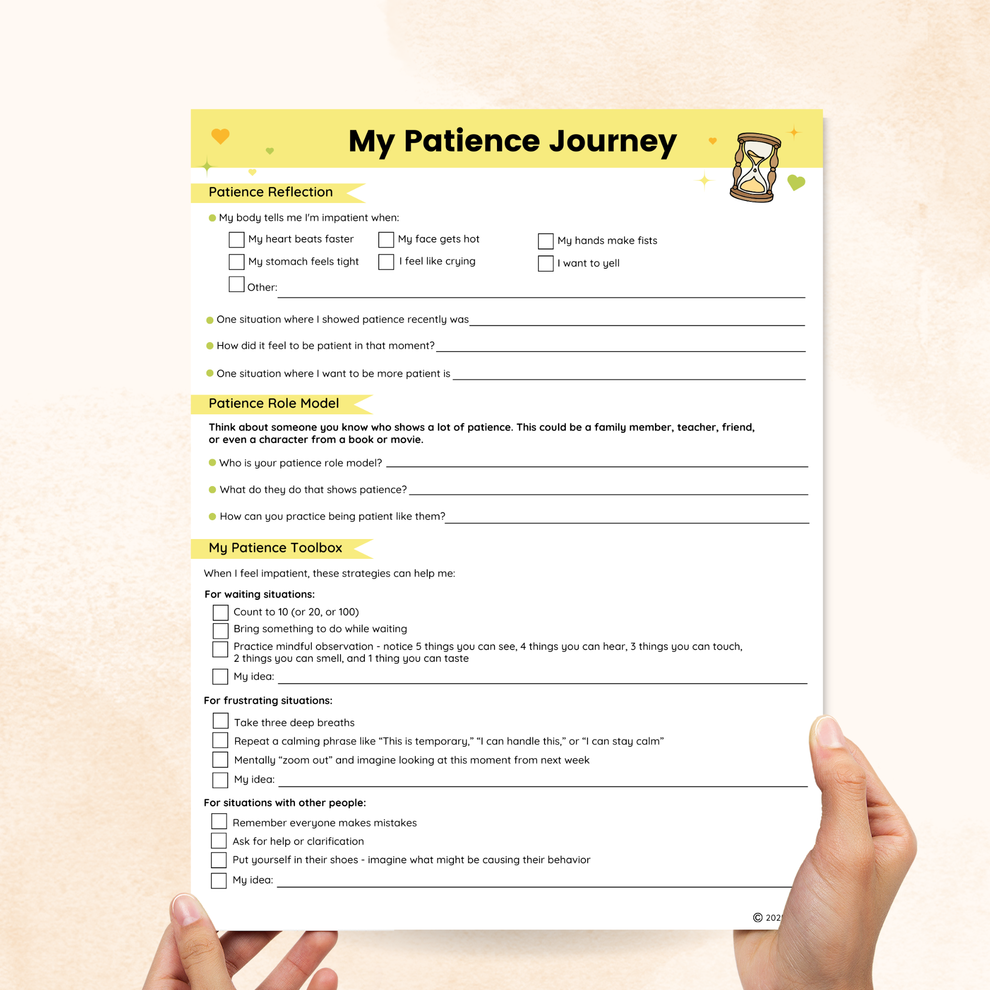 Patience Worksheets (2 Pages) – Mental Health Center Kids