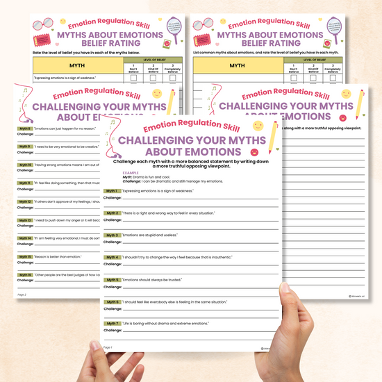 Myths About Emotions DBT Worksheets – Mental Health Center Kids