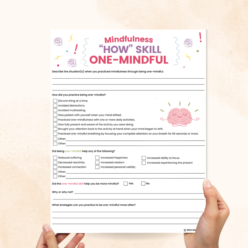 DBT Mindfulness "How" Skills Worksheets – Mental Health Center Kids
