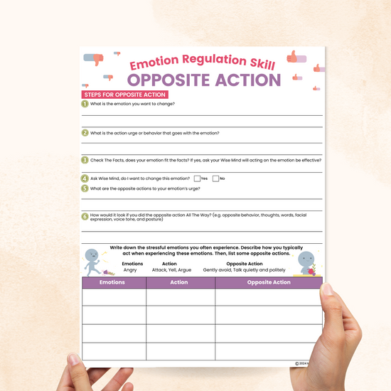 DBT Opposite Action Worksheet – Mental Health Center Kids