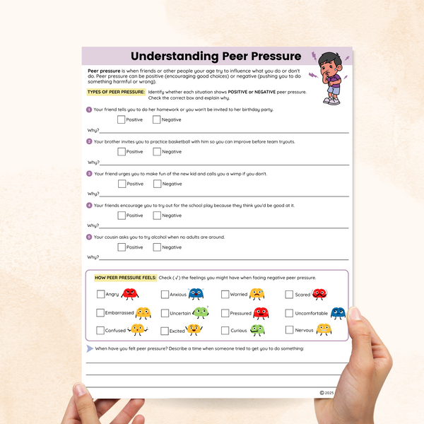 Peer Pressure Worksheets (2 Pages) – Mental Health Center Kids