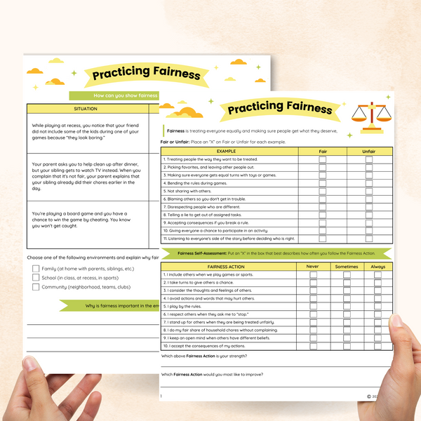 Fairness Worksheets (3 Pages) – Mental Health Center Kids