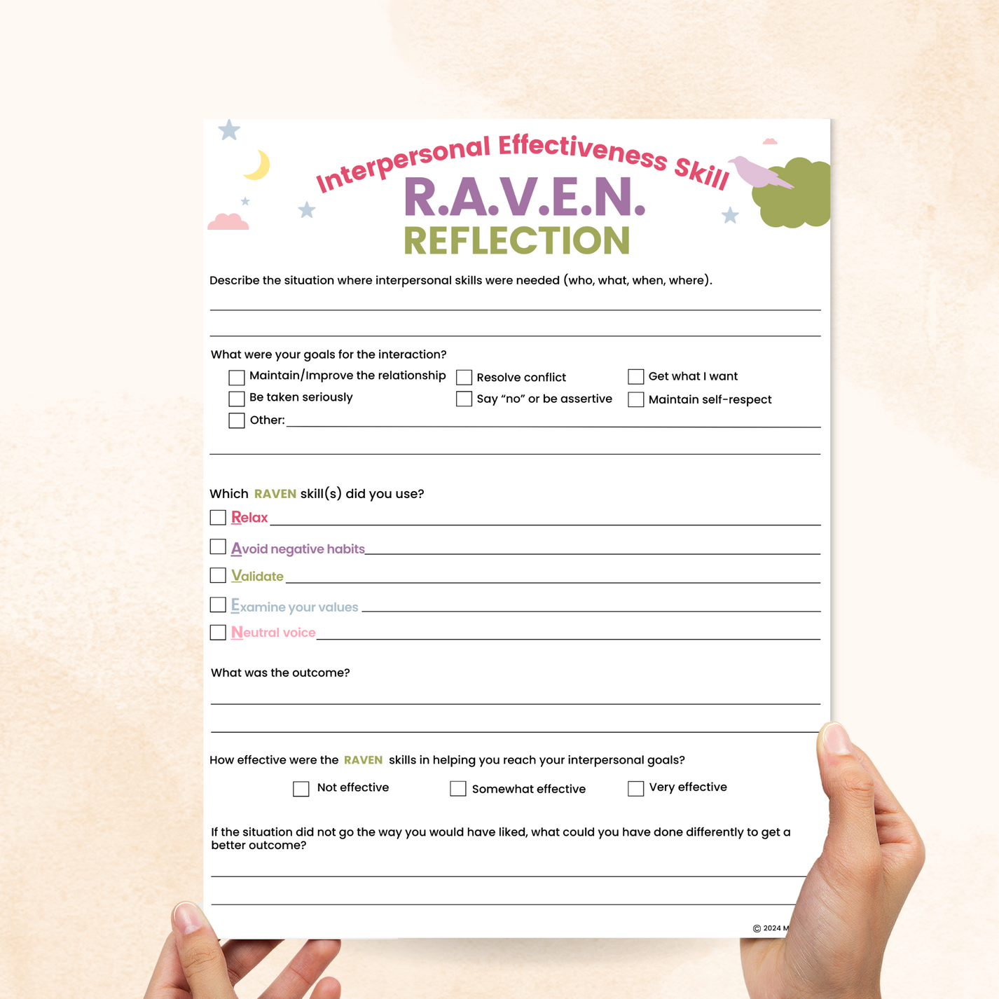 DBT RAVEN Worksheet – Mental Health Center Kids
