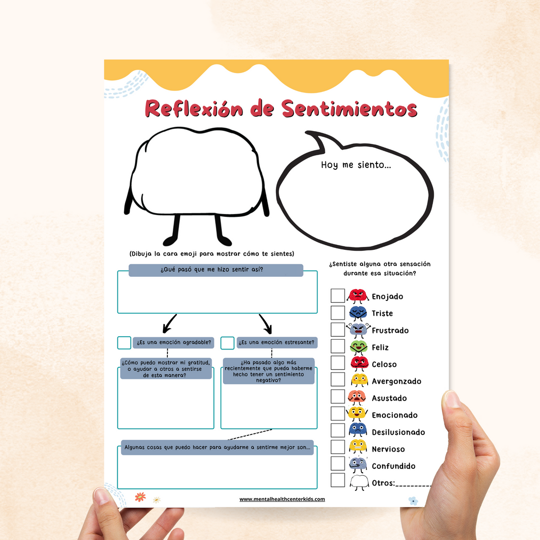 Feelings Situation Reflection Worksheet (Spanish Version) – Mental ...