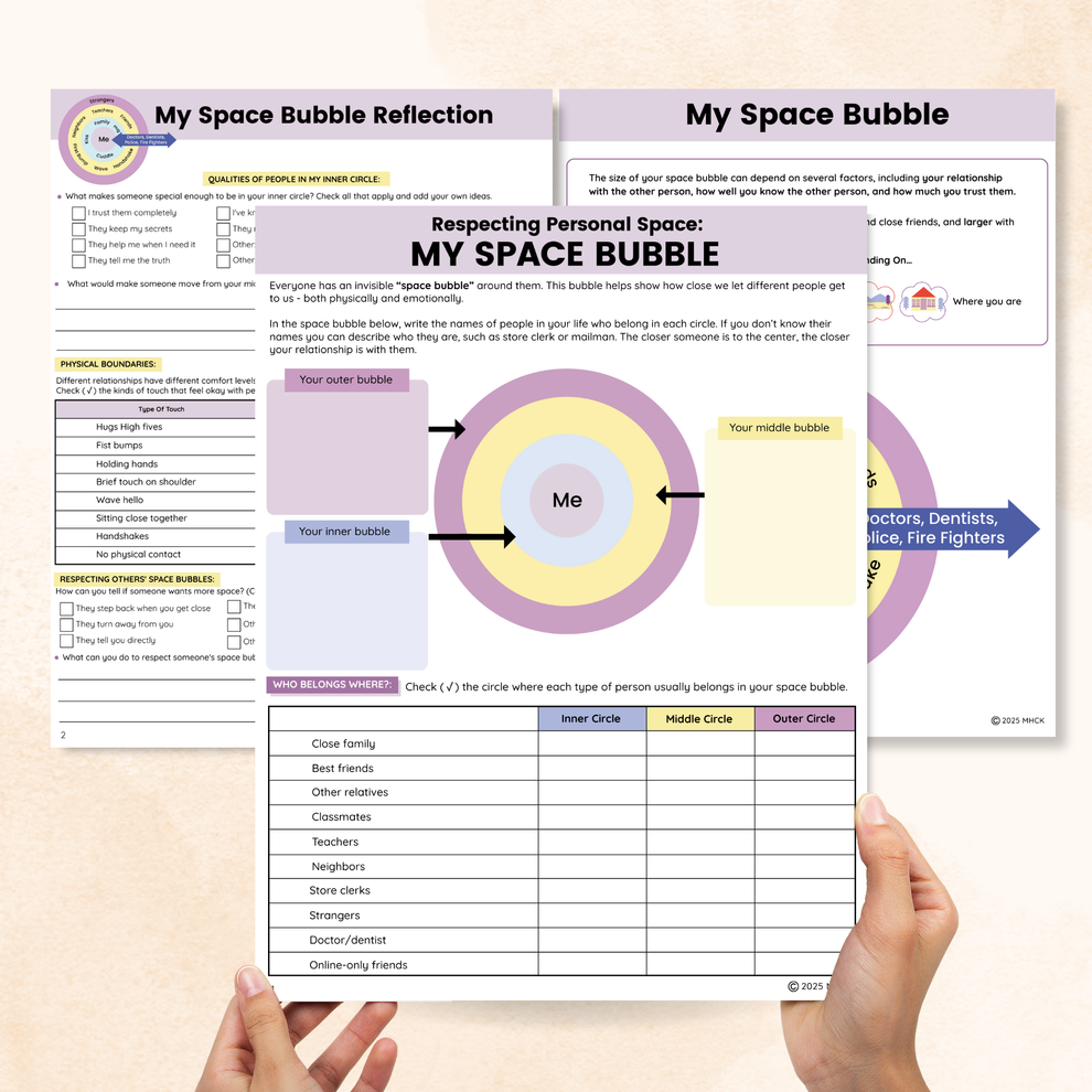Respecting Personal Space Worksheets (3 Pages) – Mental Health Center Kids