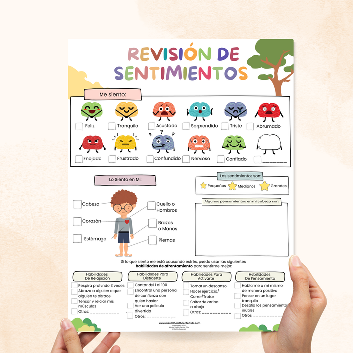 Feelings Check-In Worksheet (Spanish Version) – Mental Health Center Kids
