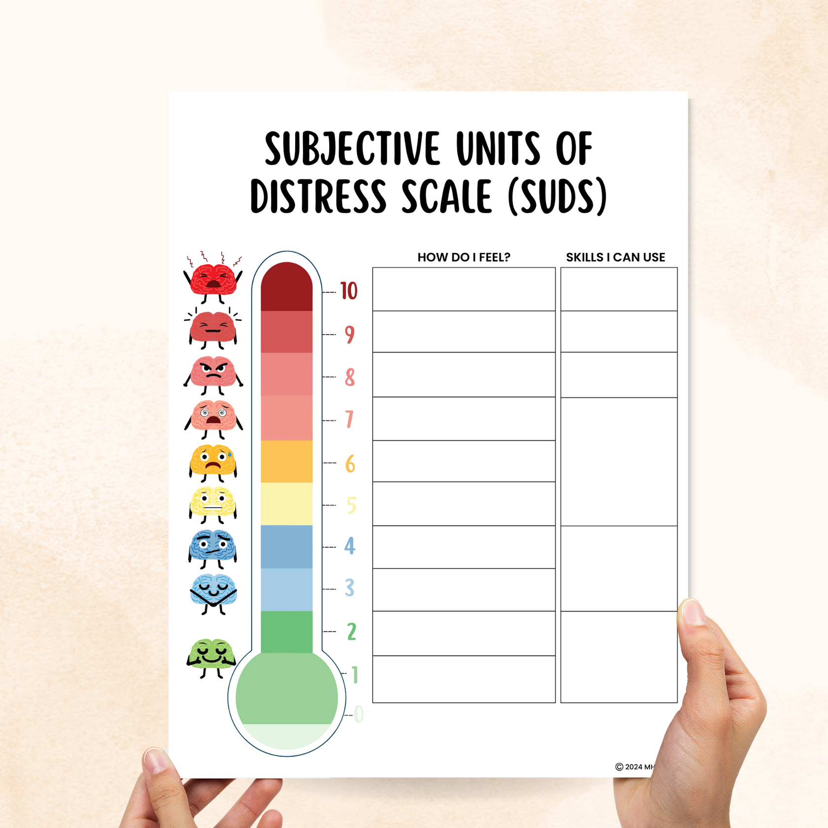 Subjective Units Of Distress Scale Worksheet – Mental Health Center Kids