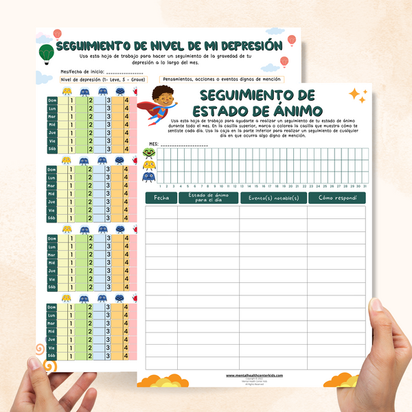 Mood & Depression Level Tracker Worksheets (Spanish Version) – Mental ...