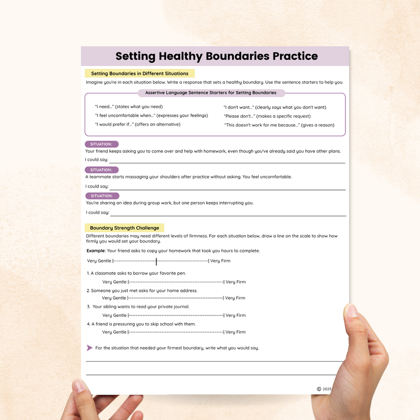 Setting Healthy Boundaries Worksheets (2 Pages) – Mental Health Center Kids