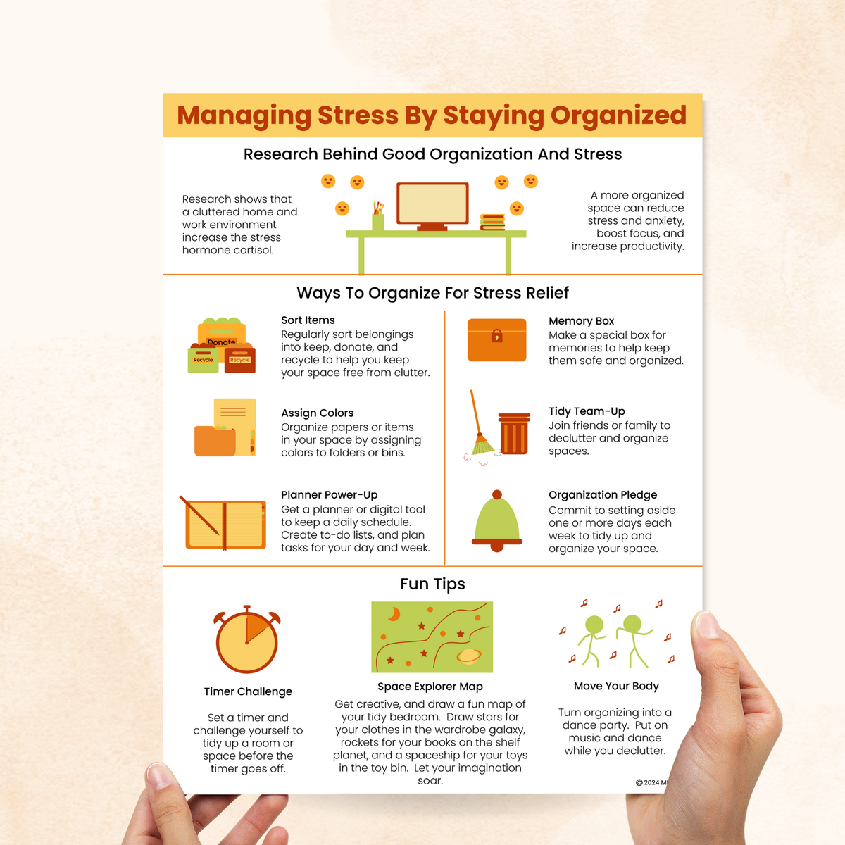 Managing Stress With Organization Handout – Mental Health Center Kids
