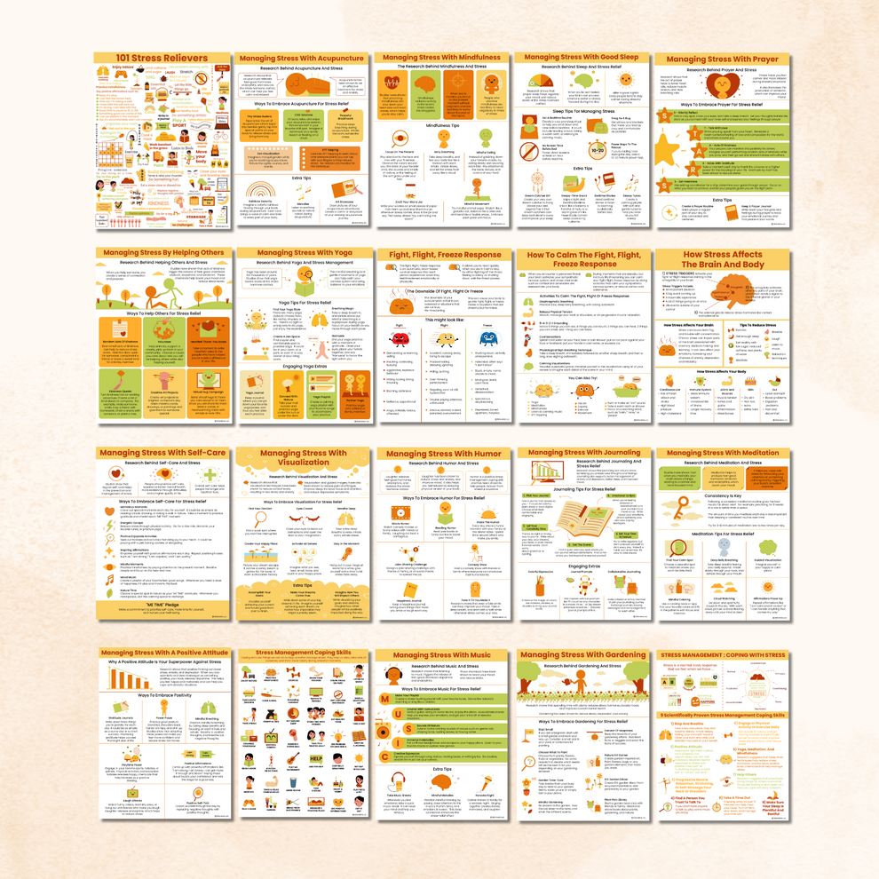 Stress Management Handouts Bundle (39 Pages) – Mental Health Center Kids