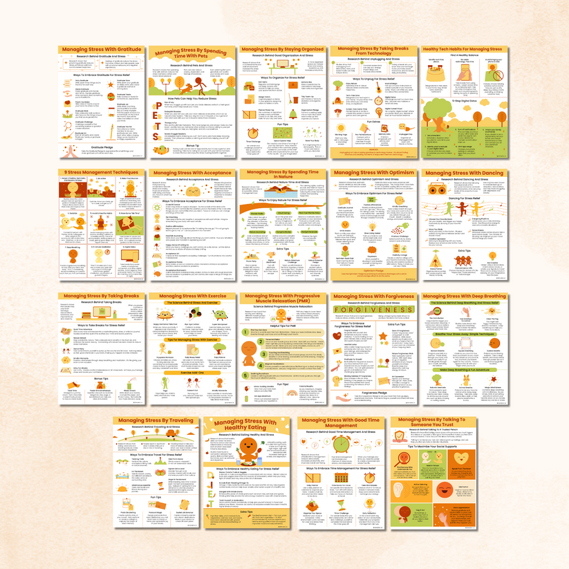 Stress Management Handouts Bundle (39 Pages) – Mental Health Center Kids