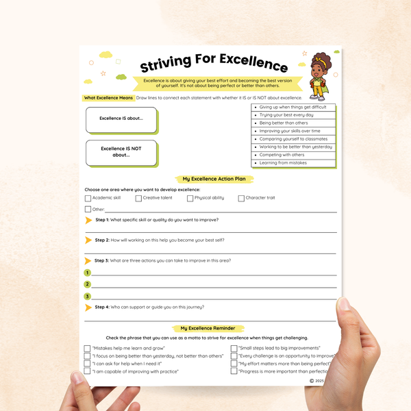 Excellence Worksheets (3 Pages) – Mental Health Center Kids