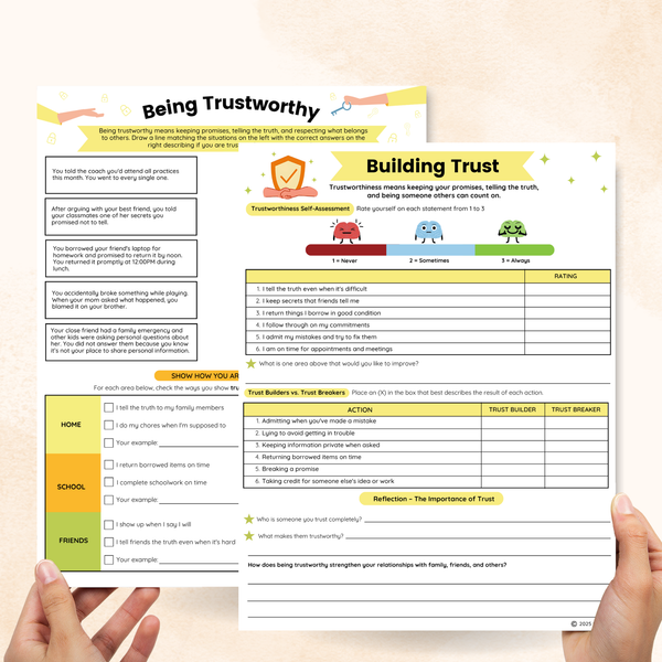 Trust Worksheets (2 Pages) – Mental Health Center Kids