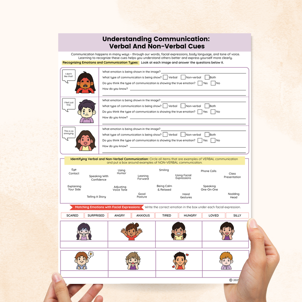 Communication Skills Worksheets (2 Pages) – Mental Health Center Kids