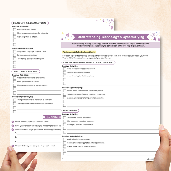 Cyberbullying Worksheets (5 Pages) – Mental Health Center Kids