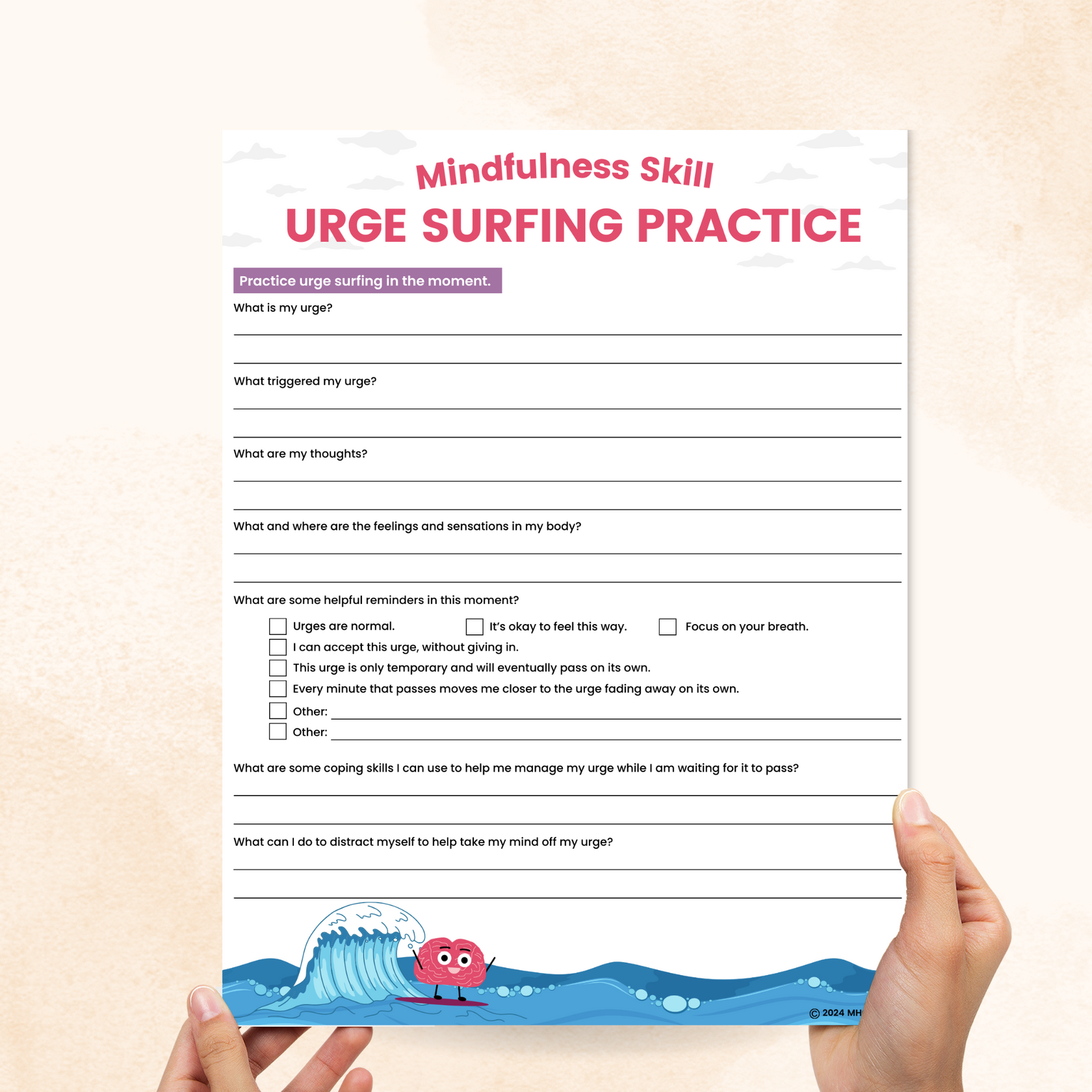 Urge Surfing DBT Worksheets – Mental Health Center Kids