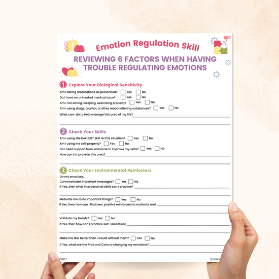 DBT What Makes It Hard To Regulate Emotions Worksheet – Mental Health ...