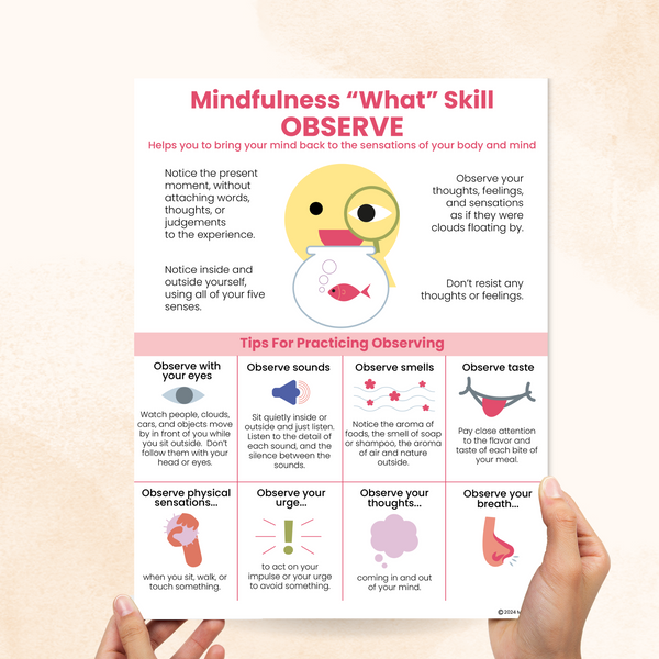DBT Observe Mindfulness "What" Skill (PDF) – Mental Health Center Kids