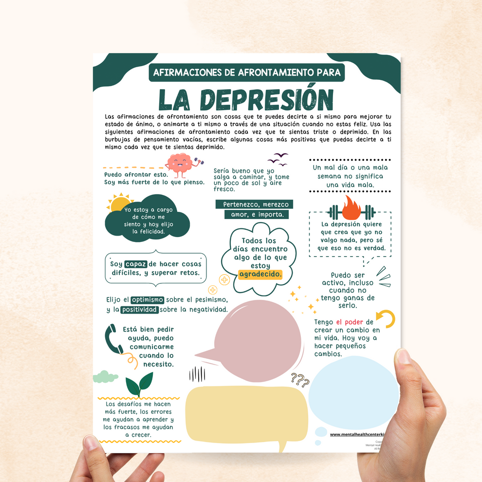 Coping Statements For Depression Worksheet (Spanish Version) – Mental ...