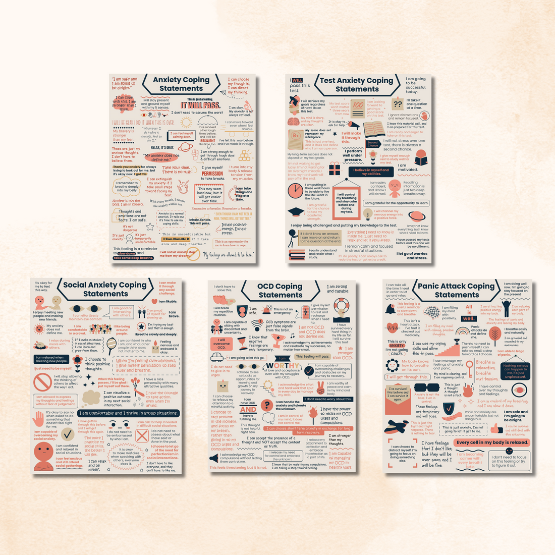 Coping Statements PDF Handouts Bundle (12 Pages) – Mental Health Center ...