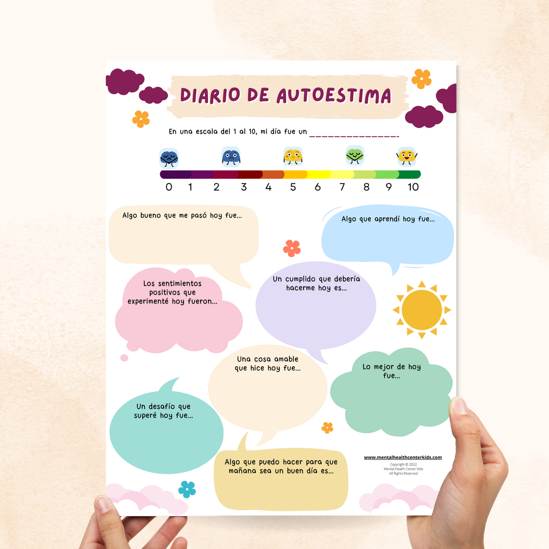 Daily Self-Esteem Journal Worksheet (Spanish Version) – Mental Health ...