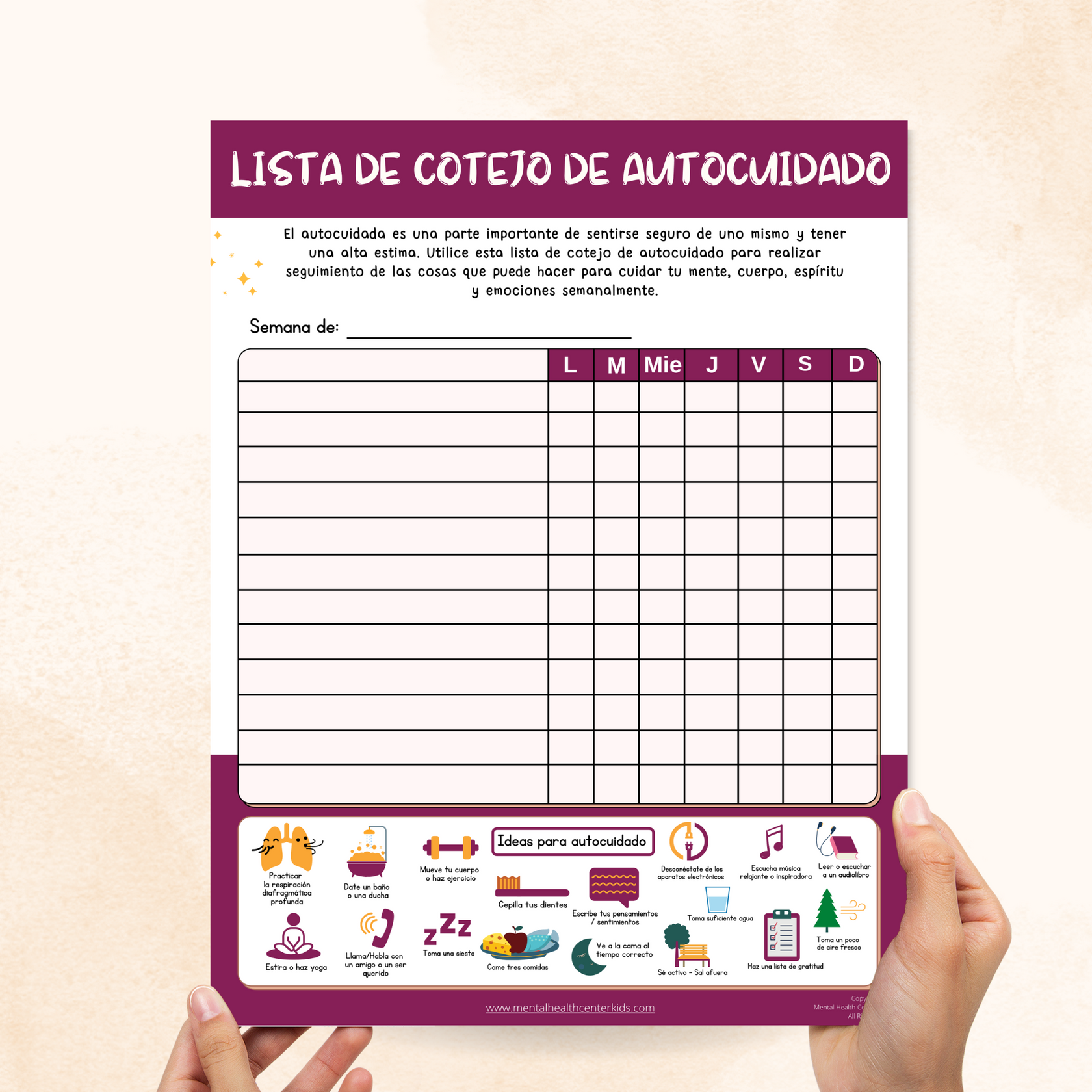 Self-Esteem Self-Care Checklist (Spanish Version) – Mental Health ...