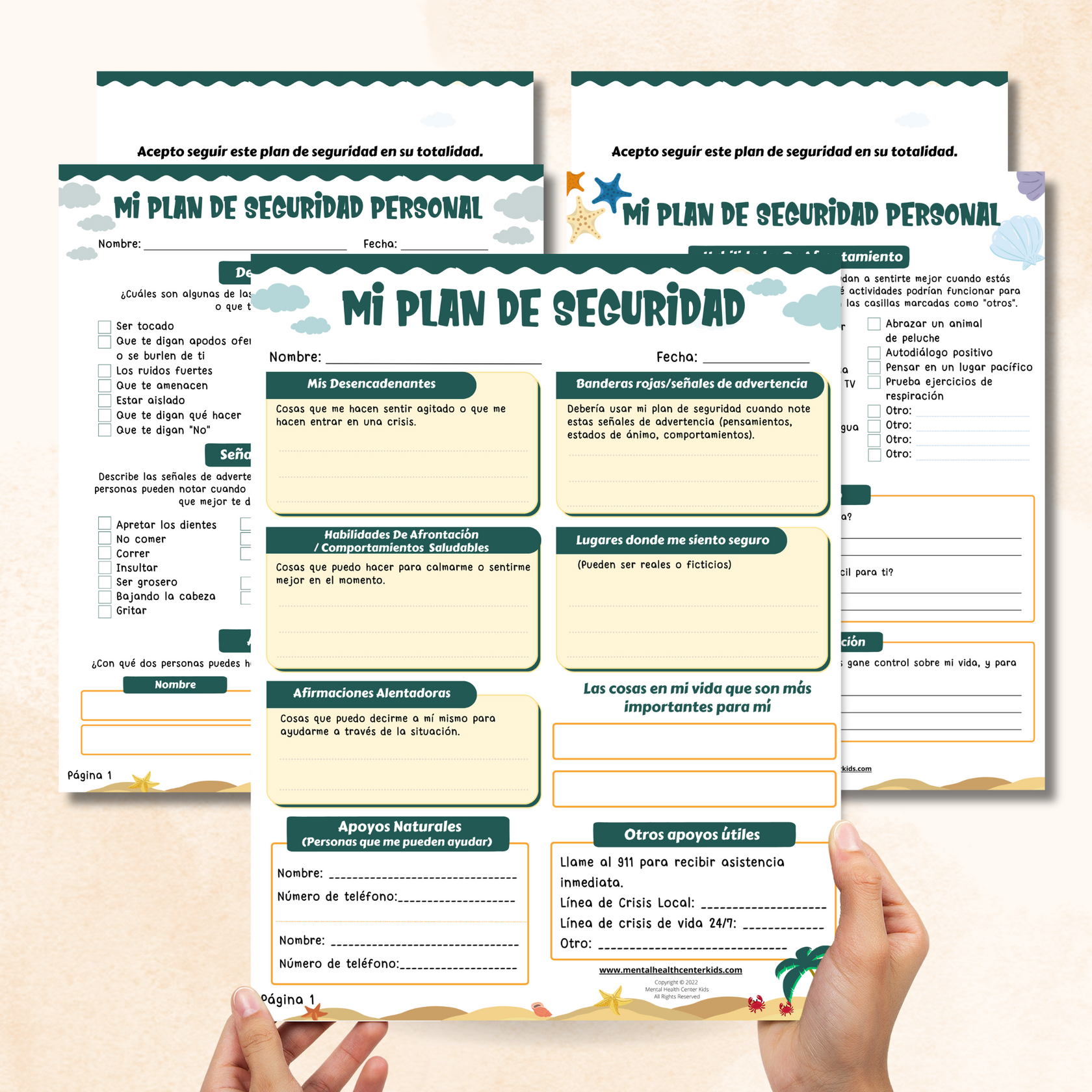Safety Plan Worksheets (Spanish Version) – Mental Health Center Kids
