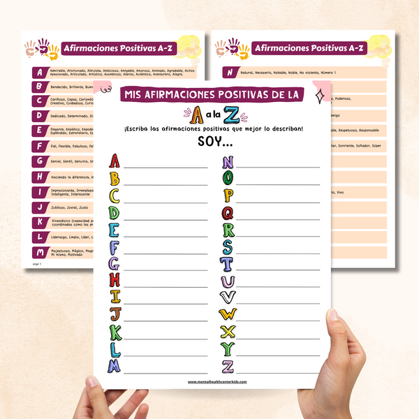 My Positive Affirmations From A-Z Worksheet (Spanish Version) – Mental ...