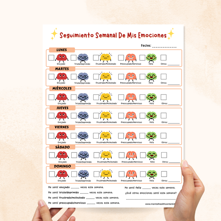 Weekly Emotions Tracker Worksheets (Spanish Version) – Mental Health ...