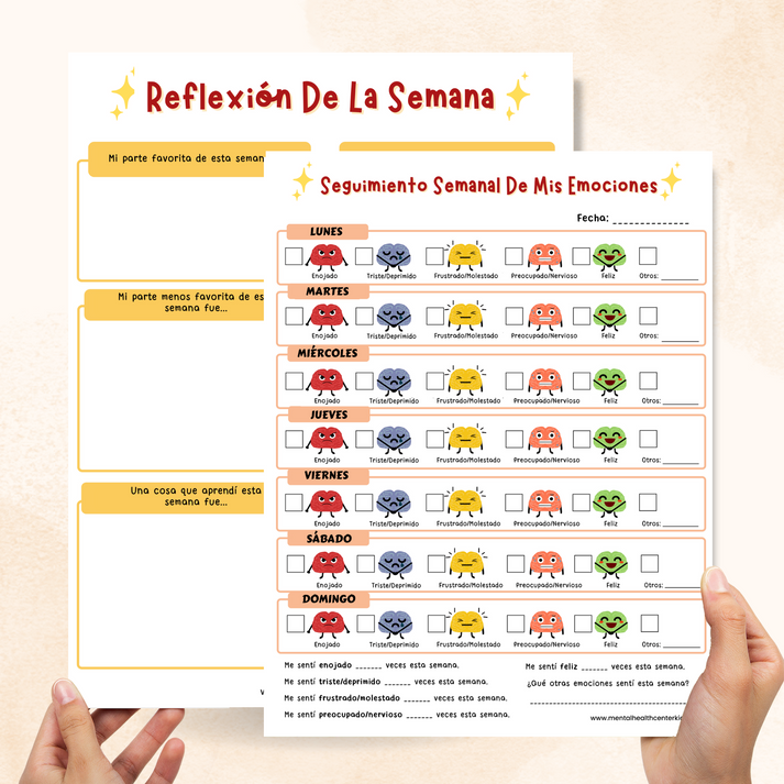 Weekly Emotions Tracker Worksheets (Spanish Version) – Mental Health ...