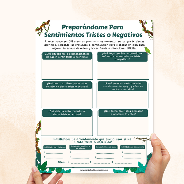 Preparing For Sad Or Negative Feelings Worksheet (Spanish Version ...
