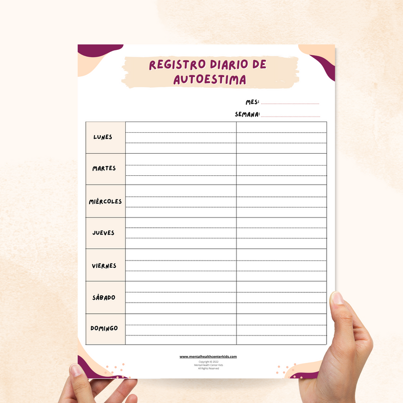 Self-Esteem Daily Check In Worksheet (Spanish Version) – Mental Health ...