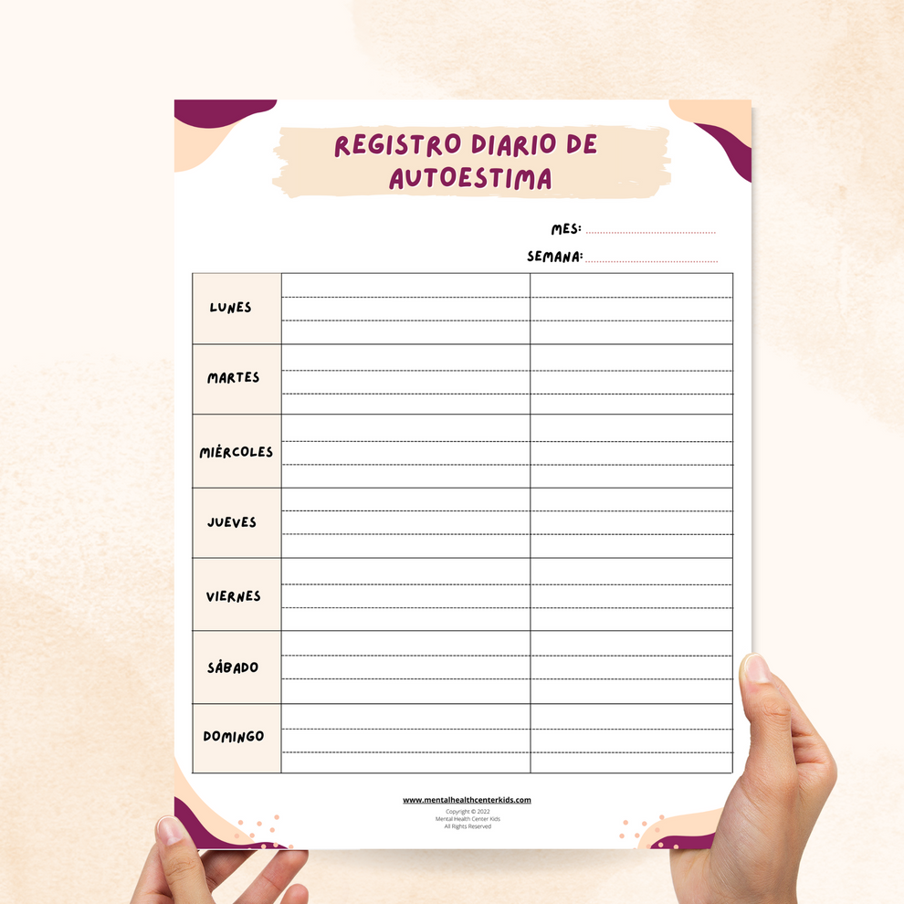 Self-Esteem Daily Check In Worksheet (Spanish Version) – Mental Health ...