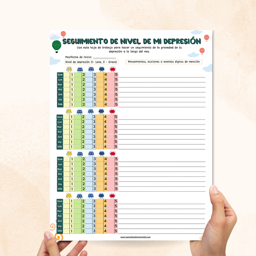 Mood & Depression Level Tracker Worksheets (Spanish Version) – Mental ...
