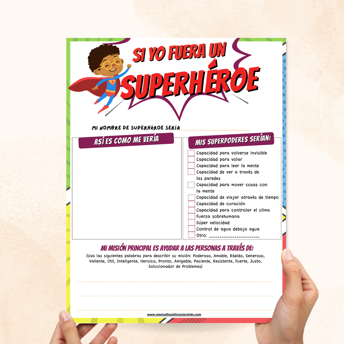 If I Were A Superhero Worksheet (Spanish Version) – Mental Health ...