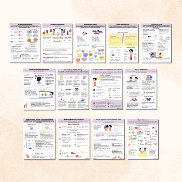 Social Skills Handouts Bundle (25 Pages) – Mental Health Center Kids