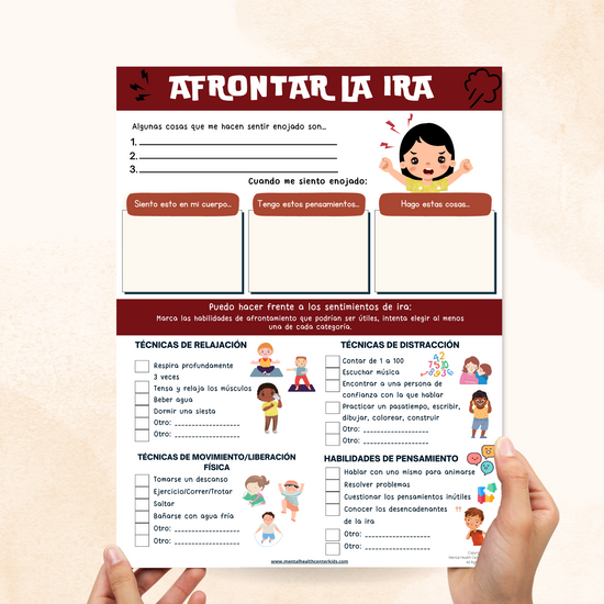 Coping With Anger Worksheet (Spanish Version) – Mental Health Center Kids