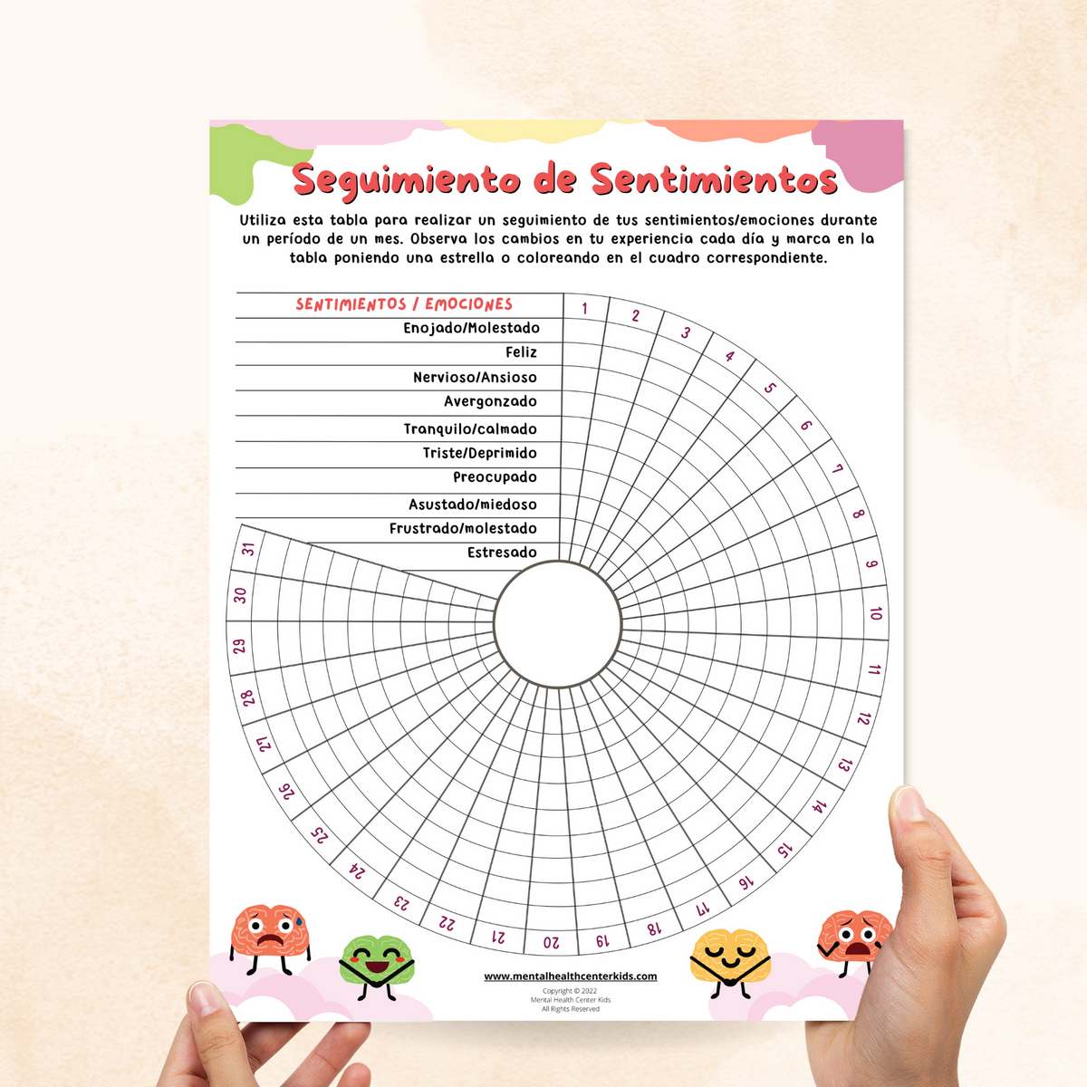 Monthly Feelings Tracker Worksheet (Spanish Version) – Mental Health ...